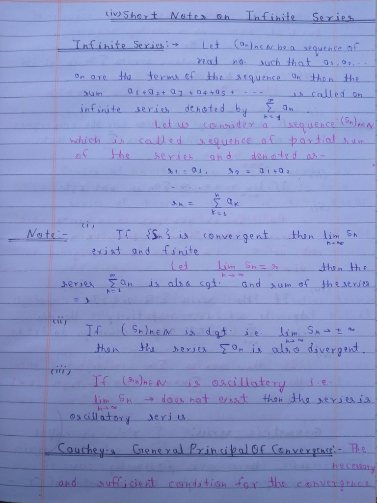 Short Notes On Series Part 04 Series of Positive Term, Test To PDF | PDF