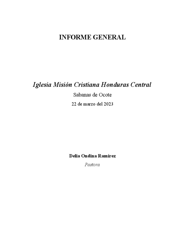 Informe General Iglesia | PDF