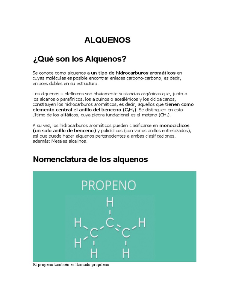 Introducción a los alquenos: definición, clasificación, nomenclatura y ...