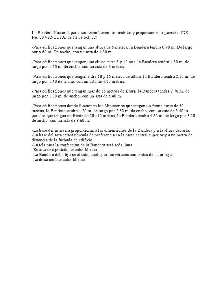 La Bandera Nacional para Izar Deberá Tener Las Medidas y Proporciones ...