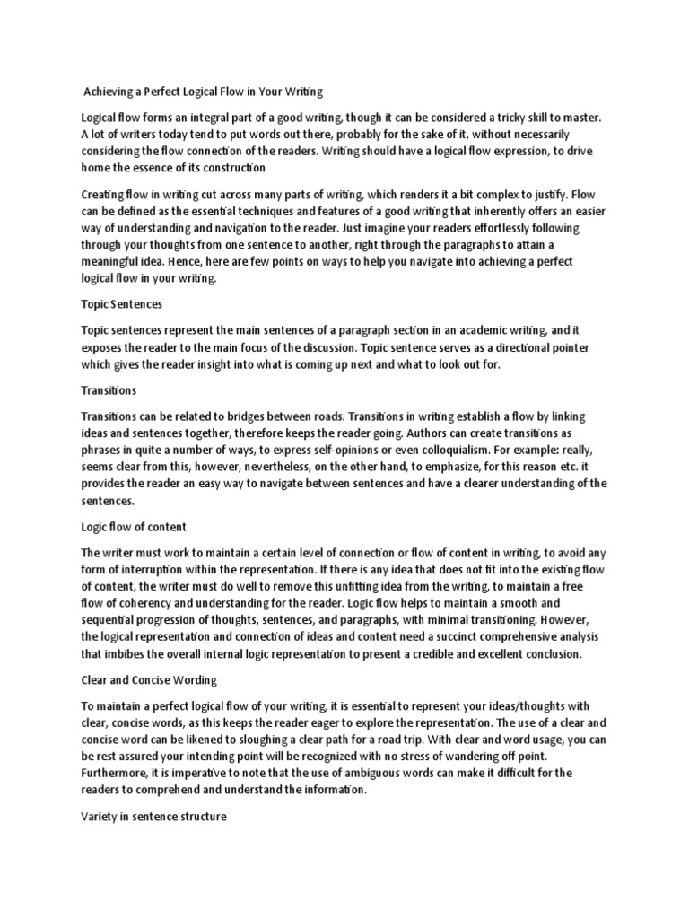 Mastering Logical Flow in Writing | PDF | Logic | Sentence (Linguistics)