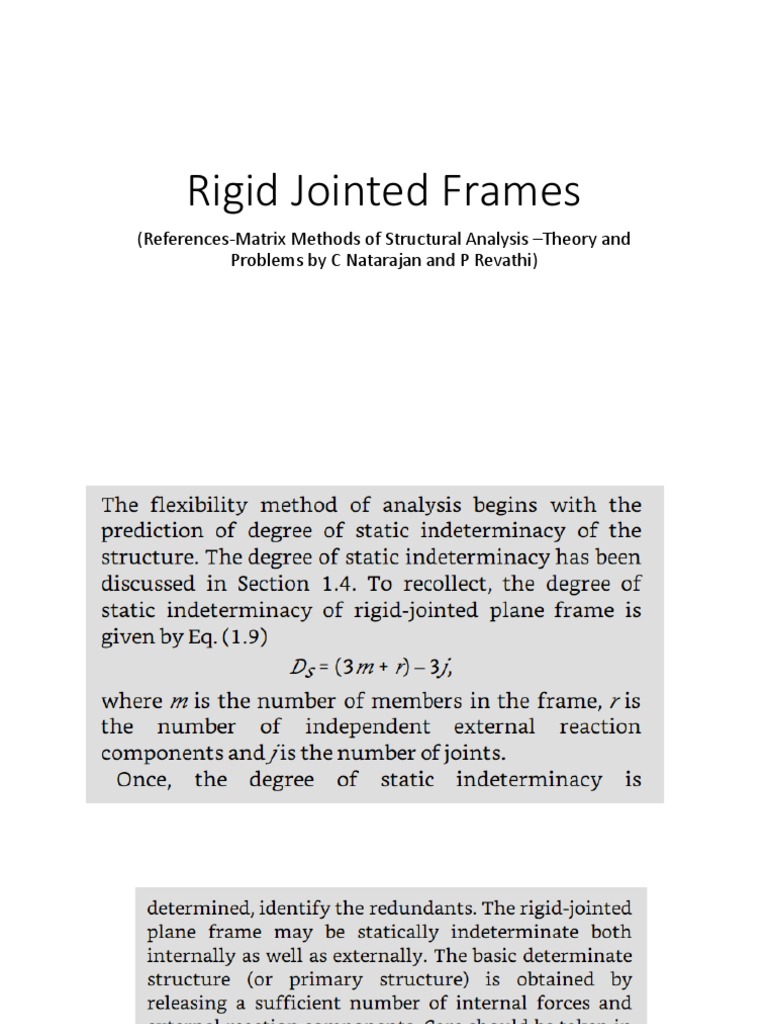 Rigid Jointed Frames-Flexibility Method | PDF
