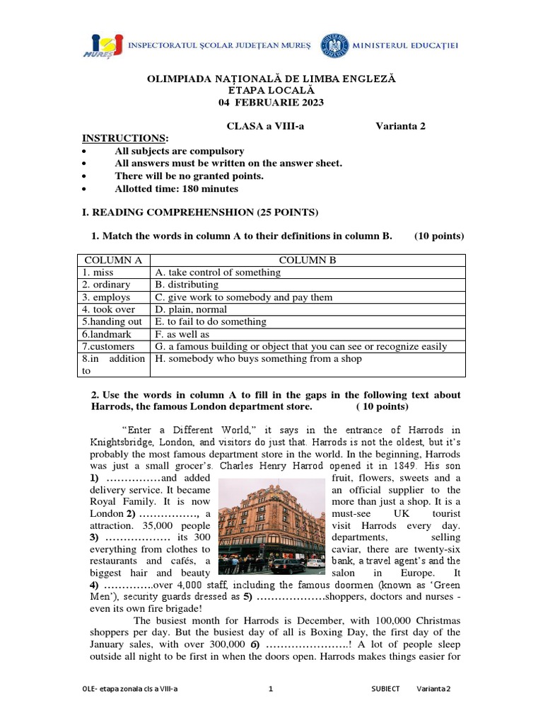 Ole Etapa Zonala Cls A 8 Subiect Var 2 | PDF