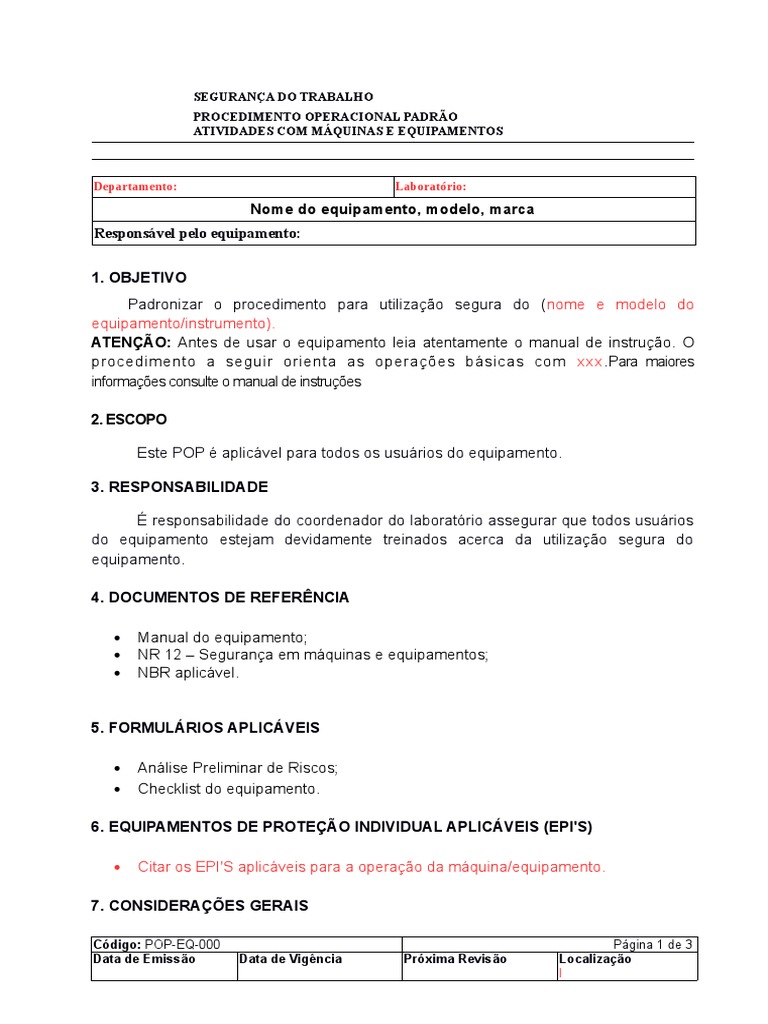 Modelo Pop Equipamentos - Odt | PDF | Laboratórios | Informática