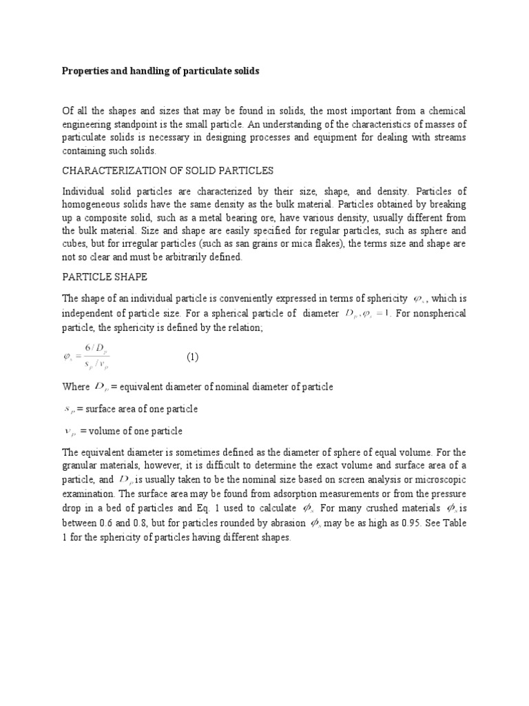 Properties and Handling of Particulate Solids | PDF | Home & Garden | Technology & Engineering