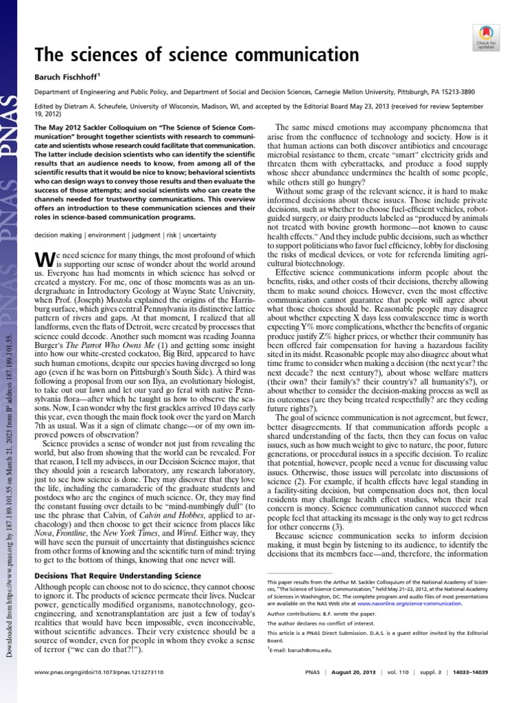 The Sciences of Science Communication | PDF | Science | Communication