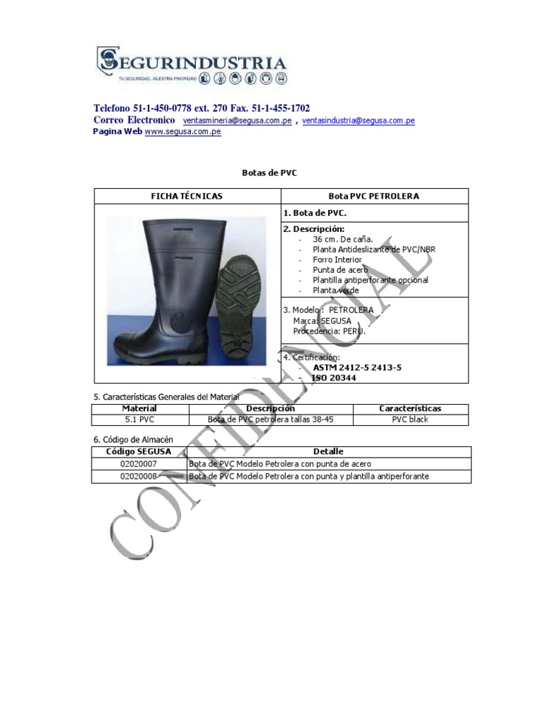 Ficha Tecnica Bota Petrolera | PDF