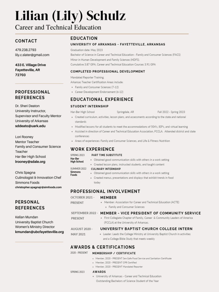 Resume Version 1 - Education | PDF | Home Economics | Vocational Education