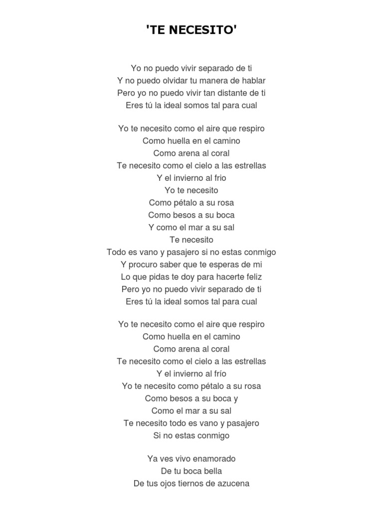 Te Necesito | PDF