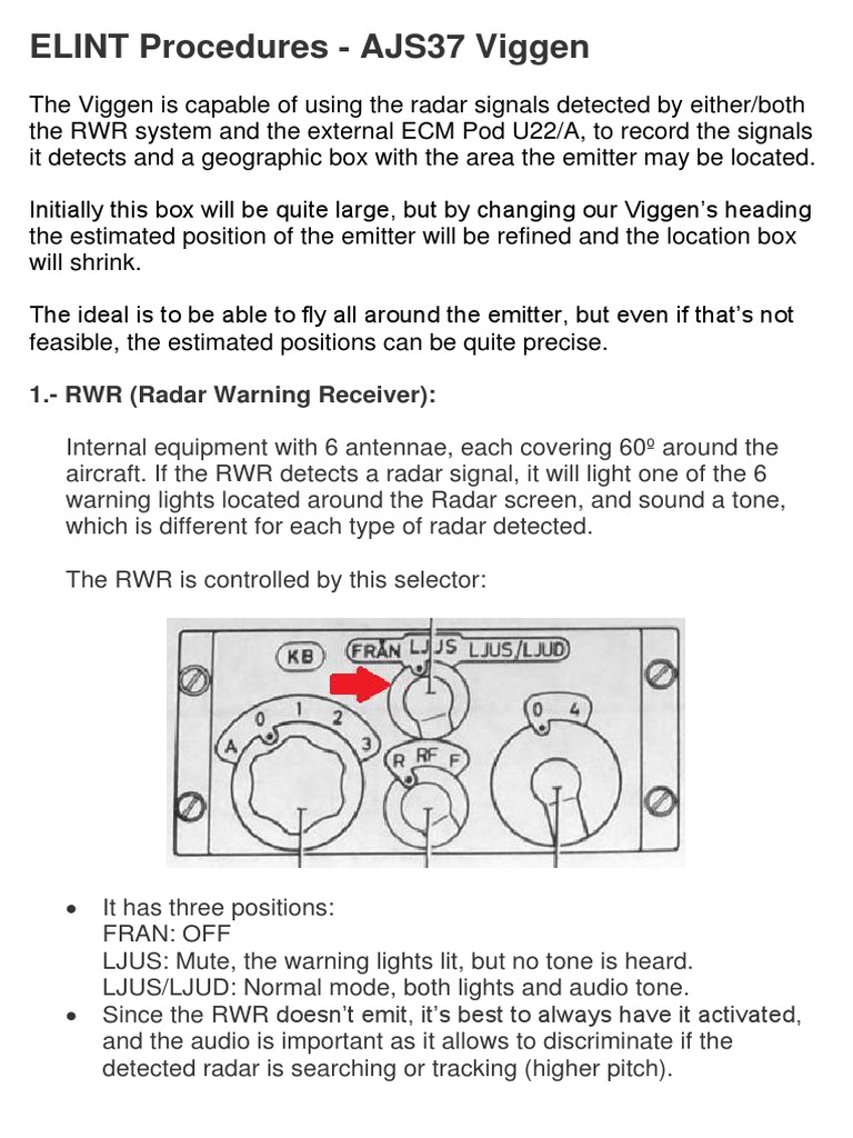 ELINT Procedures - AJS37 Viggen | PDF | Signals Intelligence | Radar