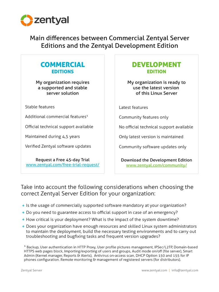 Differences Zentyal Server Development Commercial EN | PDF | Business ...