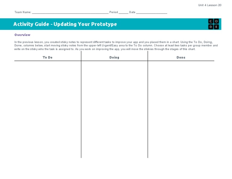 U4L20 - Activity Guide - Updating Your Prototype | PDF