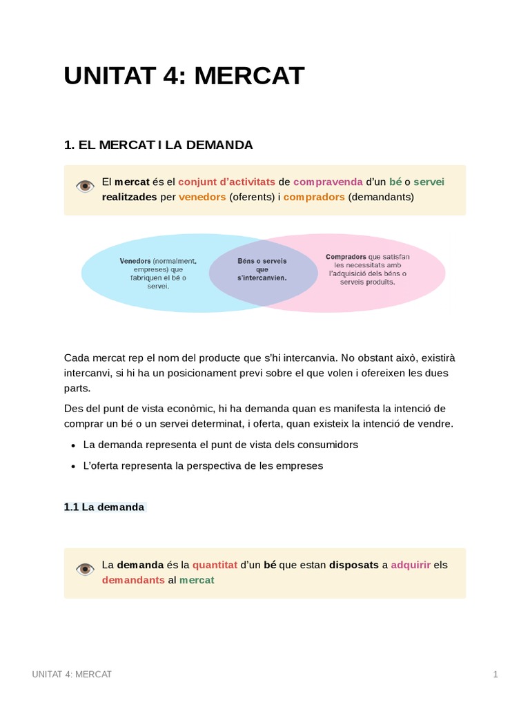Unitat 4 Mercat | PDF