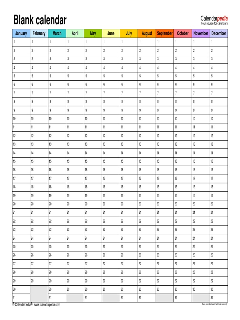 Blank Calendar Landscape | PDF