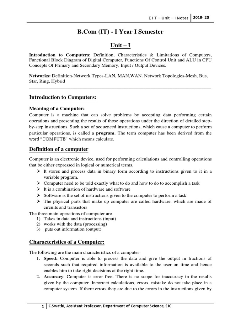 Introduction To Computer PDF | PDF | Random Access Memory | Computer Data Storage