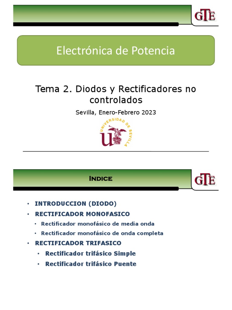Tema 2 - Diodos-Rectificadores - No Controlados PDF | PDF | Rectificador | Energia electrica
