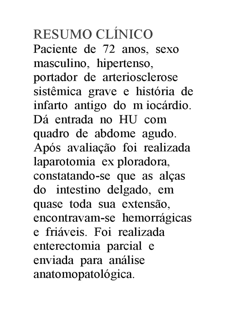 Resumo Clínico | PDF | Infarto do Miocárdio | Isquemia
