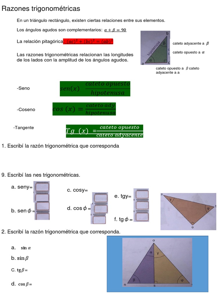 Resolución de Triángulos Rectángulos | PDF | Triángulo | Funciones trigonométricas