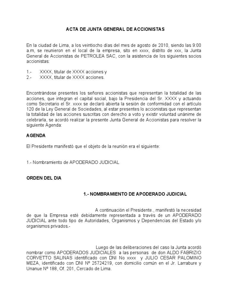 Acta Nombramiento Apoderado Judicial Petrolea | PDF | Ley procesal ... Acta Nombramiento Apoderado Judicial Petrolea | PDF | Ley procesal ...