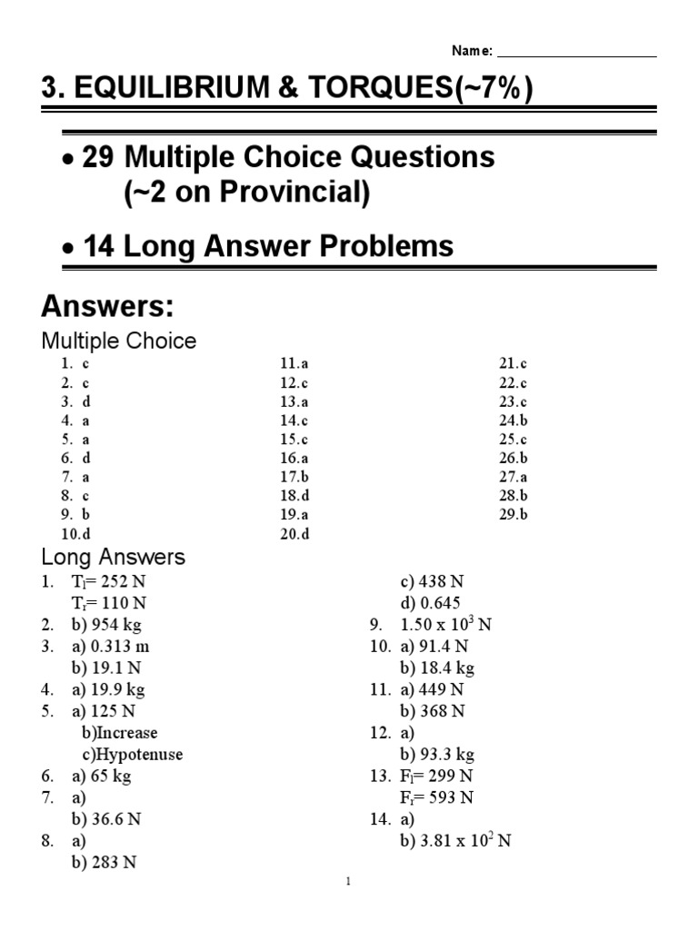 Equilibrium Torques | PDF | Force | Tension (Physics)