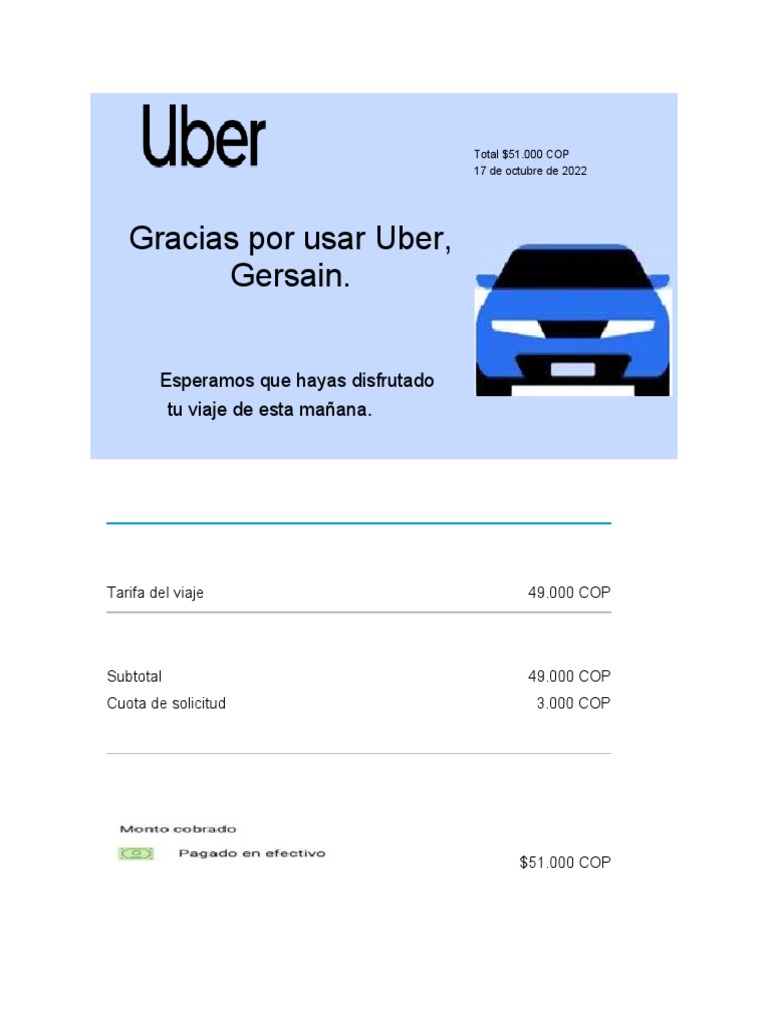 RECIBO MAÑANA UBER | PDF