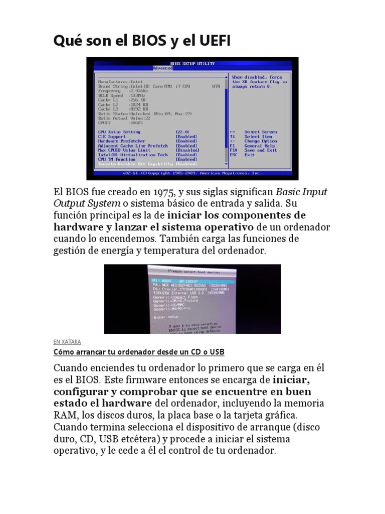 Diferencias entre BIOS y UEFI | PDF | Bios | Computadoras personales