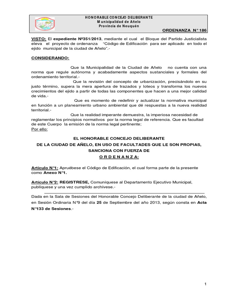 Código de Edificación Añelo | PDF | Multa (pena) | Gobierno local