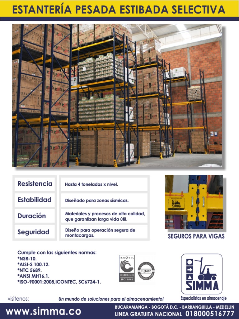 Sistema de estantería selectiva estibada de alta resistencia y ...