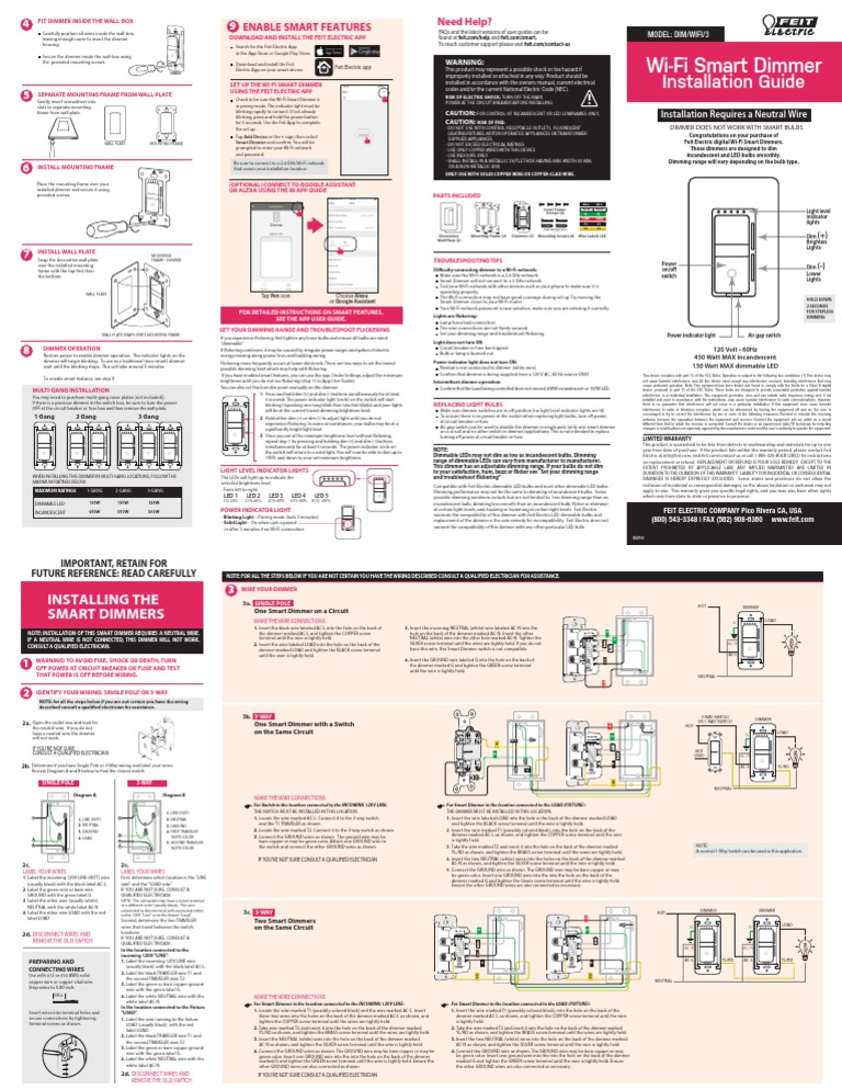 Install Feit Electric Wi-Fi Smart Dimmer Inside Wall | PDF | Switch | Manufactured Goods