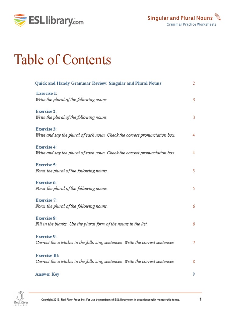 Singular and Plural Nouns | PDF | Plural | Grammatical Number