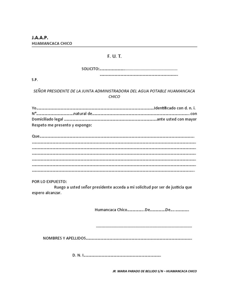 J.A.A.P.: Señor Presidente de La Junta Administradora Del Agua Potable ...