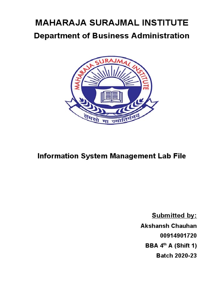 Akshansh File INFORMATION SYSTEM MANAGEMENT | PDF | Relational Database | Databases