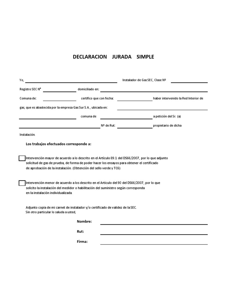 Declaracion Jurada Simple 2020 | PDF