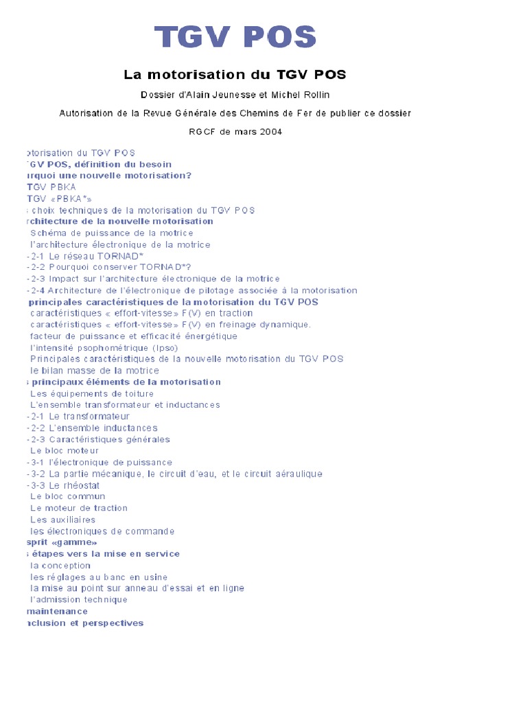 Motorisation TGV POS | PDF