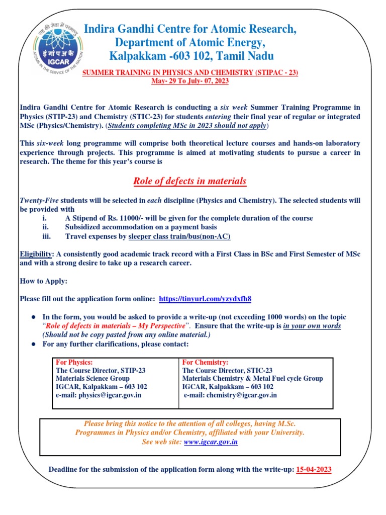 Summer Training Programme 2023 | PDF | Physics | Master Of Science