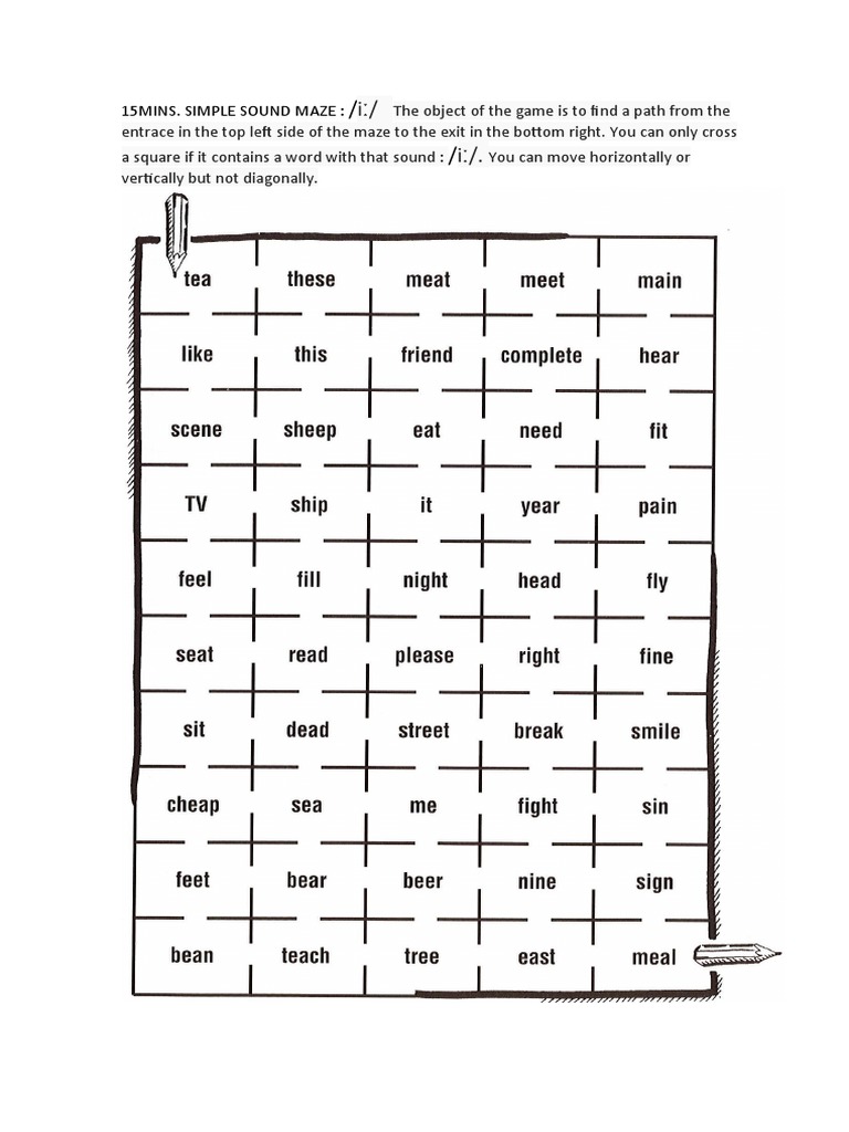Simple Sound Maze Game: /iː/ and /j/ | PDF