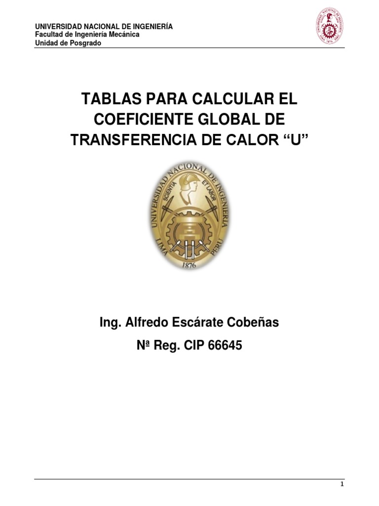 Tablas para Calcular El Coeficiente de Transferencia de Calor | PDF