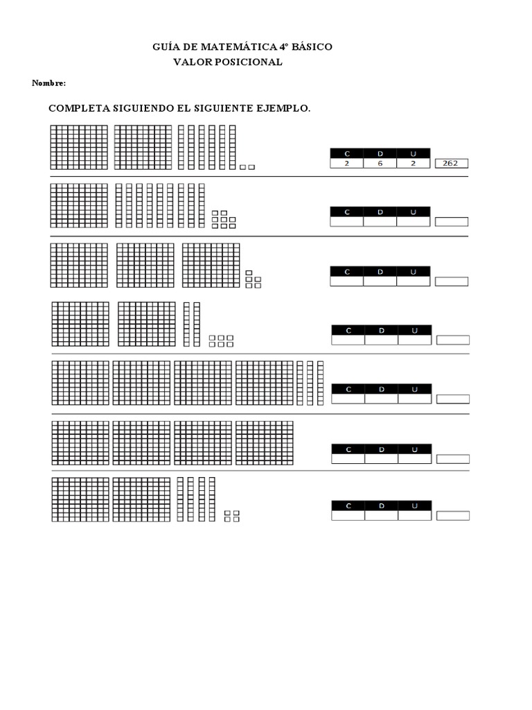 Guía de Matemática Cuarto Básico Valor Posicional | PDF