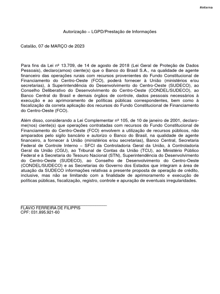 Autorizacao LGPD | PDF