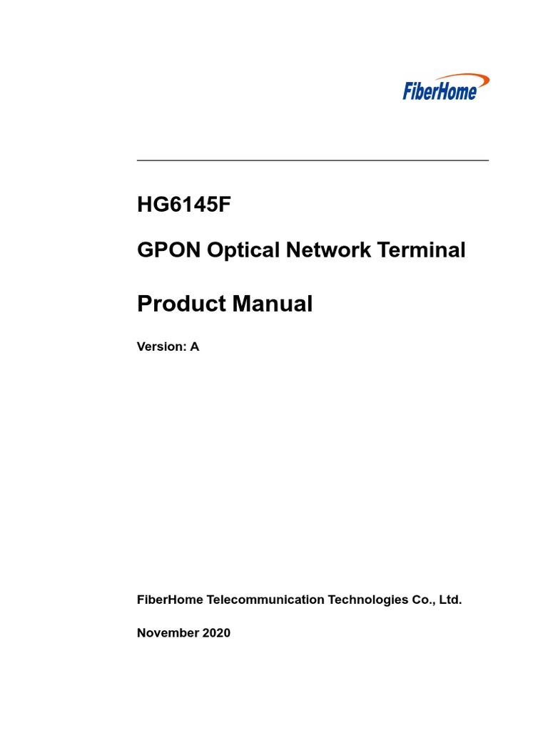 HG6145F GPON Optical Network Terminal Product Manual A | PDF | Computer ...