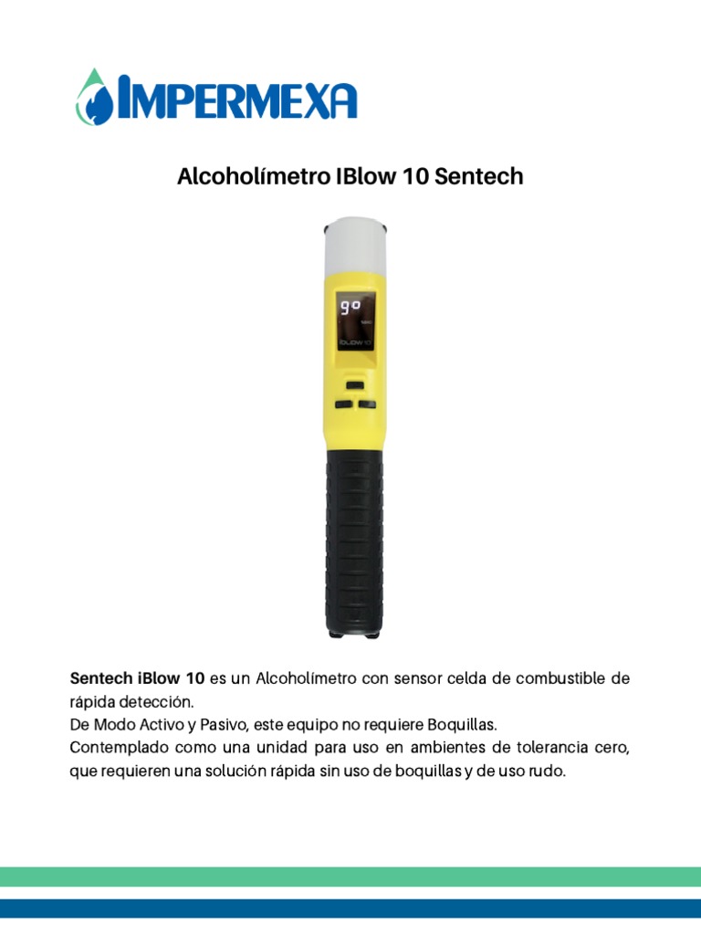 Ficha Técnica de Alcoholímetro IBlow 10 Sentech PDF | PDF | Informática