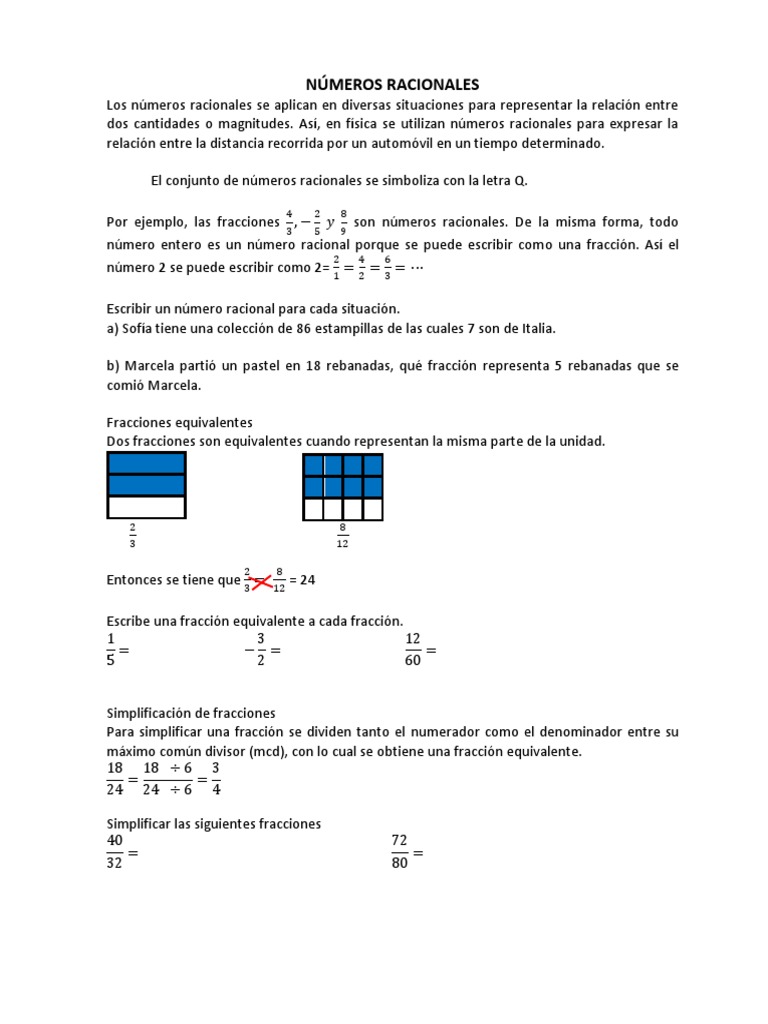 Números Racionales | PDF | Número racional | Decimal