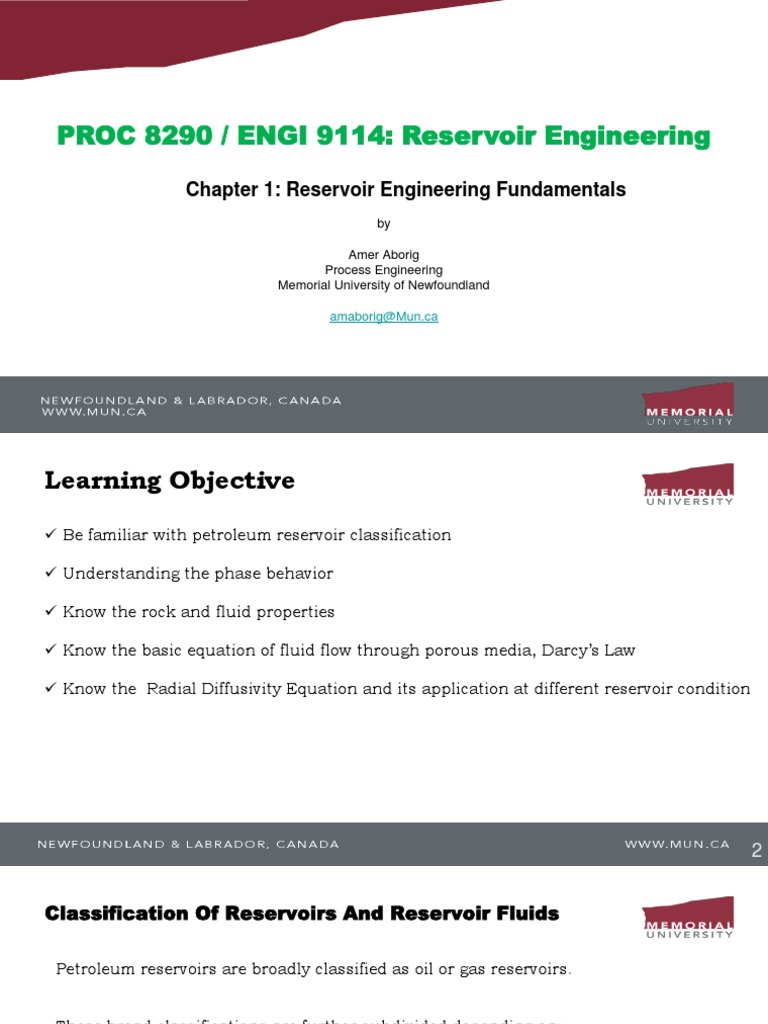 Chapter 1 - Reservoir Engineering Fundamentals-W2022 - D2L | PDF ...