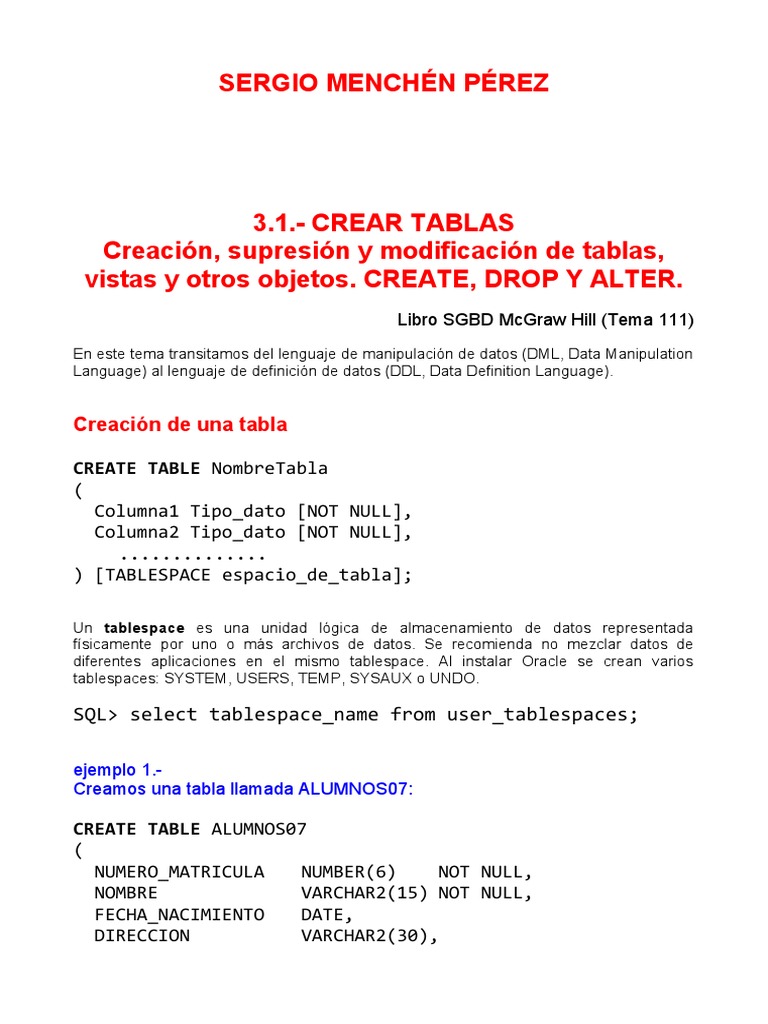 Creación de tablas y restricciones en Oracle | PDF | Programación de computadoras | Modelo de datos