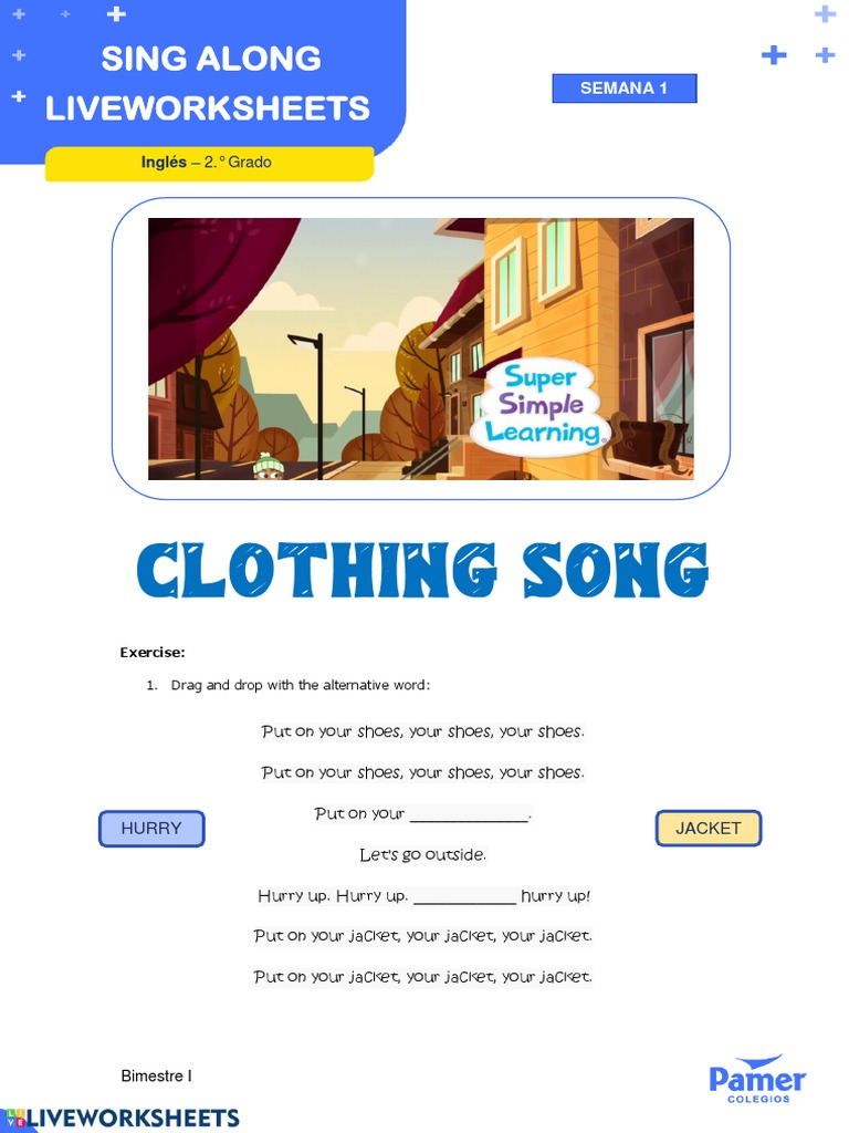Clothing Song - Liveworksheet | PDF