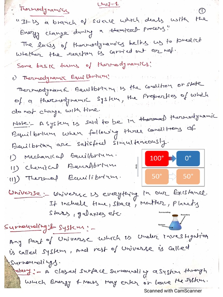 Unit 1 Thermodynamics Complete Notes | PDF