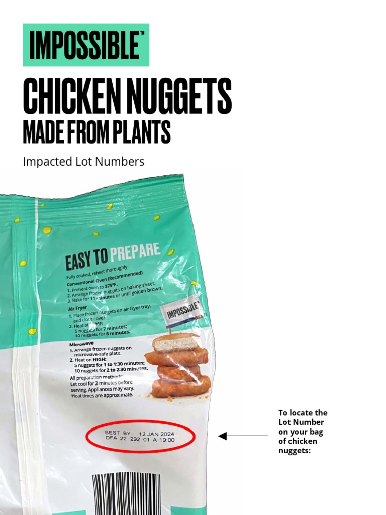 Impossible Foods Chicken Nuggets Recall - Product Codes | PDF
