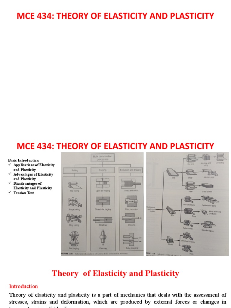 Lecture Note On Theory of Elasticity and Plasticity | PDF