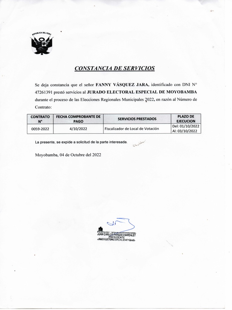 Constancia de Servicios | PDF