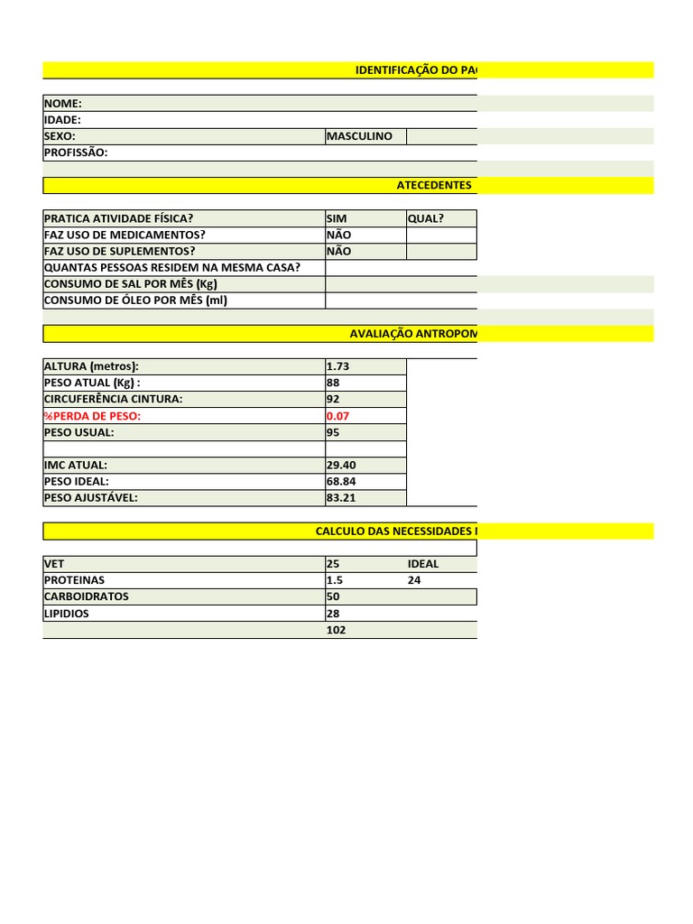 Calculadora de Vet Excel | PDF | Alimentos | Comidas e bebidas